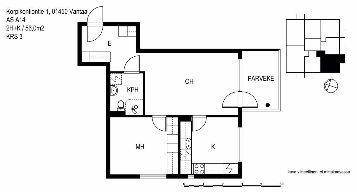 Vuokrataan Kerrostalo Kaksio - VANTAA Korso Korpikontiontie 1