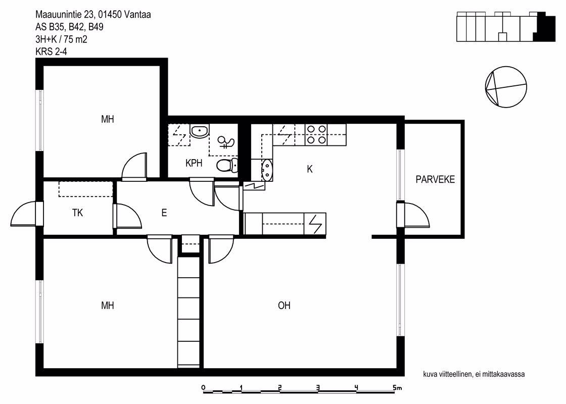 Vuokrataan Kerrostalo 3 huonetta - VANTAA Korso Maauunintie 23