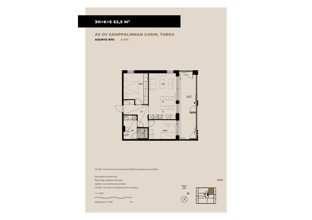 Myydään Kerrostalo, 3 huonetta - Turku, Samppalinna, Sepänkatu 1 B 70 ...