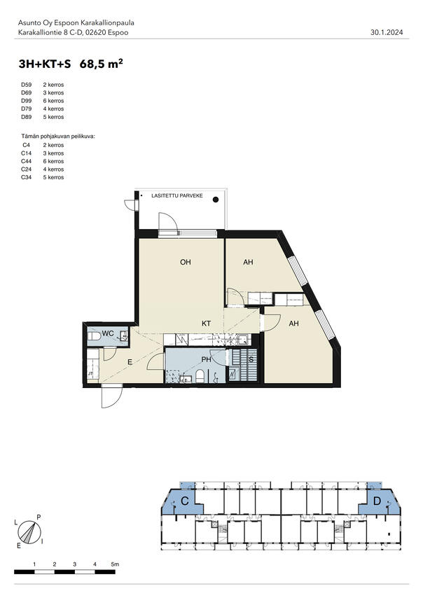 Vuokrataan Kerrostalo 3 huonetta - Espoo Karakallio Karakalliontie 8 C